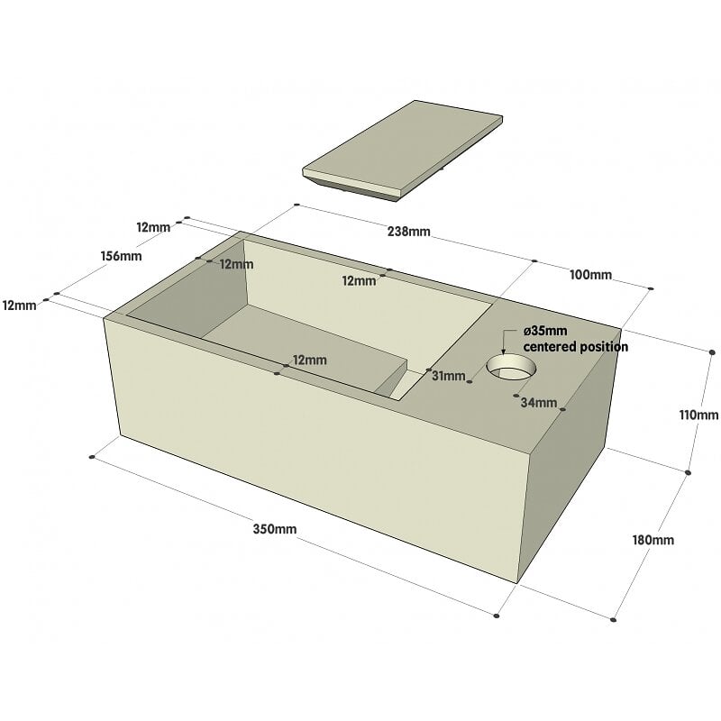Lave-mains gain de place en solid surface Sacramento 35x18 cm | Bricomarché