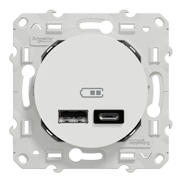Odace - prise USB double - type A+C 12W - blanc SCHNEIDER ELECTRIC ...