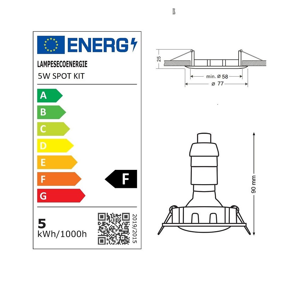 Lot De 10 Spot Led Encastrable Complete Ronde Fixe Eq 50w Lumiere