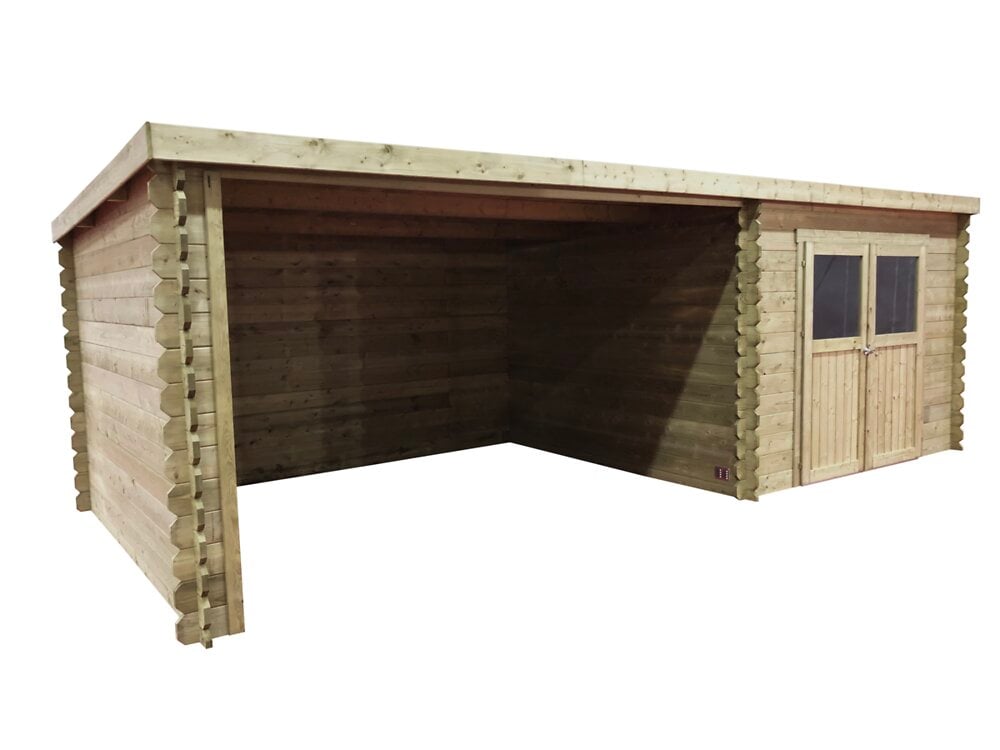 Abri de jardin avec terrasse couverte Rohan - Sapin - 19,82m2 | Bricomarché