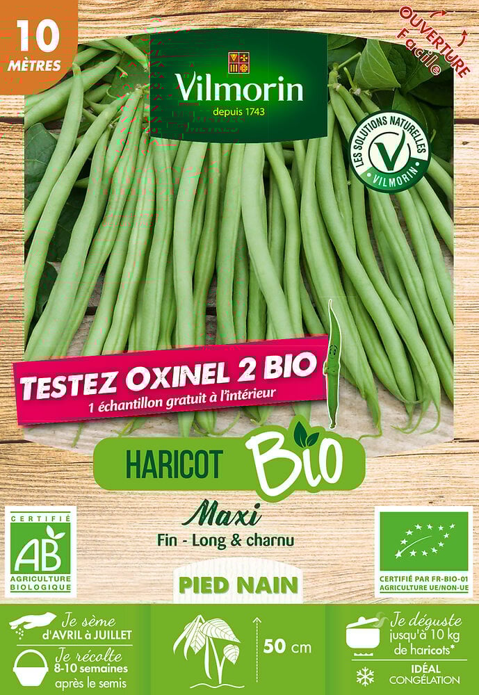 Haricot maxi + échantillon Oxinel 2 bio Vilmorin | Bricorama
