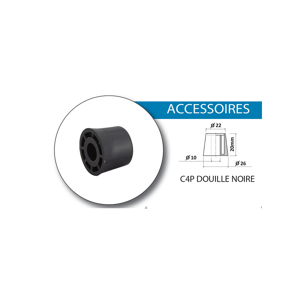 Douille noire pour masse sommier D.2.5x1.8cm x4 pièces | Bricomarché