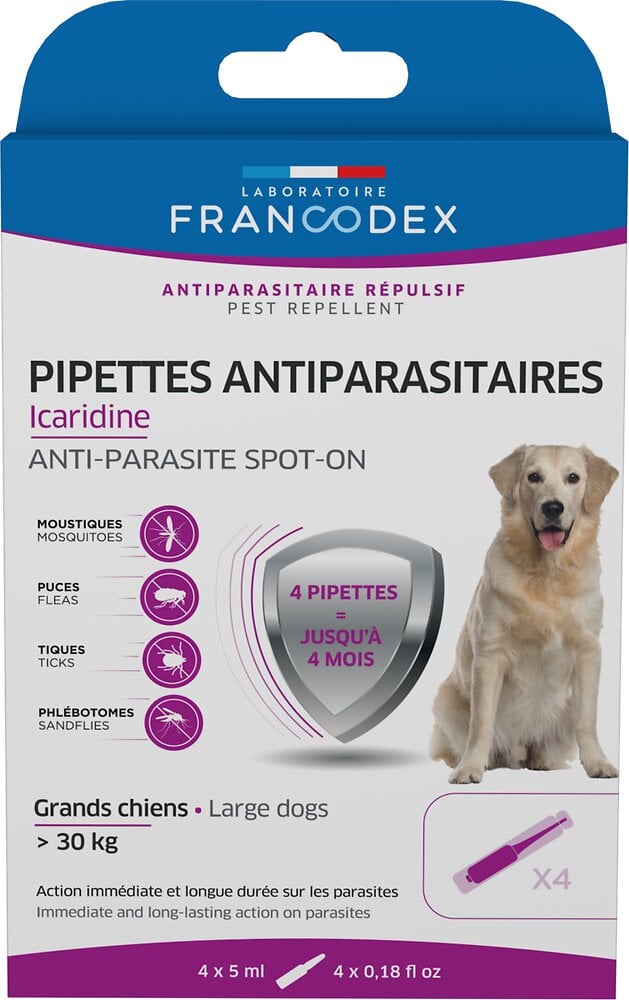 PIPETTES ICARIDINE GRAND CHIEN 5ML x4 | Bricomarché