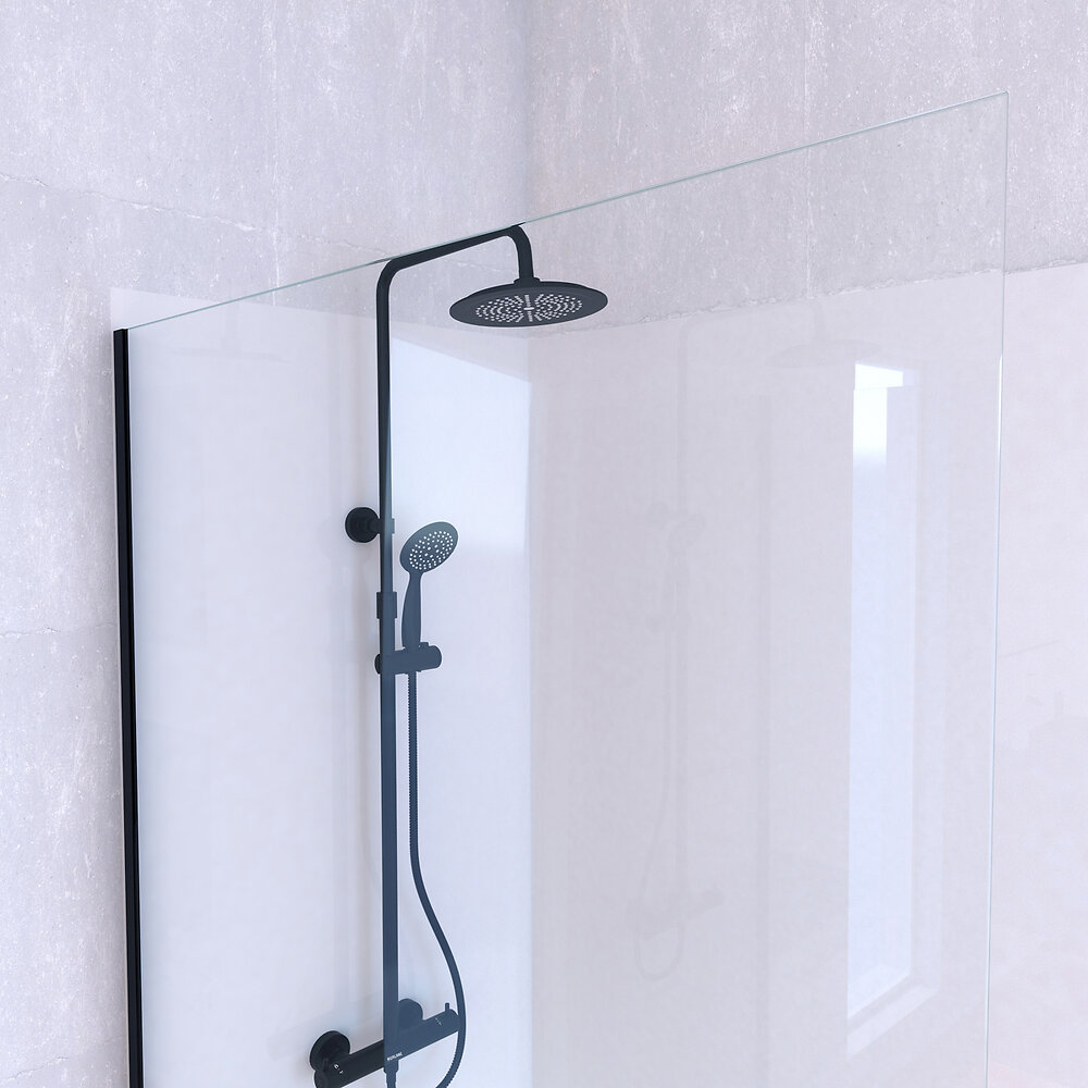 Paroi de Douche 120cm Verre 8mm - Profilé + Bras extensible + Colonne ...