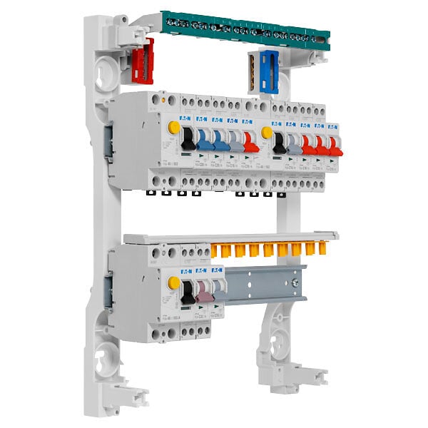 EATON- Tableau 2 rangées pré-équipé 2 inter. diff. 40A + 1 inter. diff. 40A + 10 disjoncteurs ...