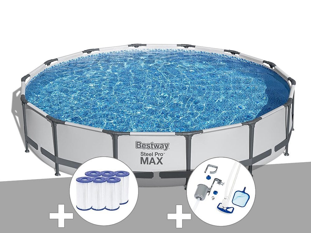 Kit piscine tubulaire Bestway Steel Pro Max ronde 4,27 x 0,84 m + 6 cartouches de filtration ...