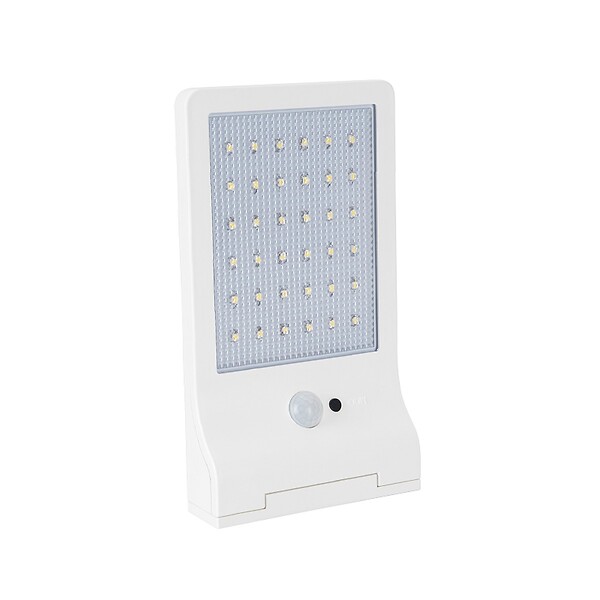Lampe LED Solaire 3W 370 Lumens LI ION 6000K Applique Blanc exterieure ...