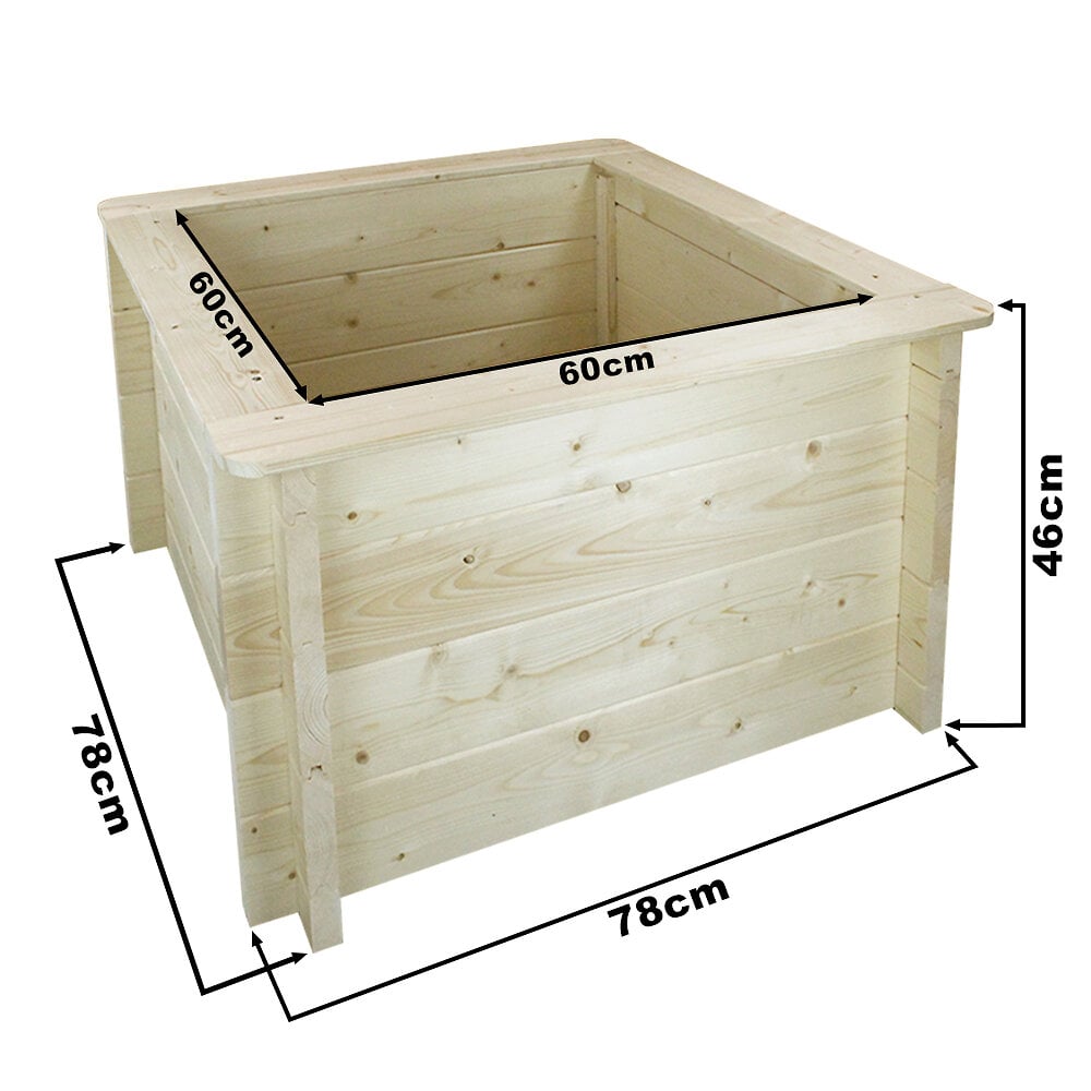Plate-bande surélevée en bois - 78x78xH46 cm - bois massif pin/épicéa 28 mm - Timbela M620 ...