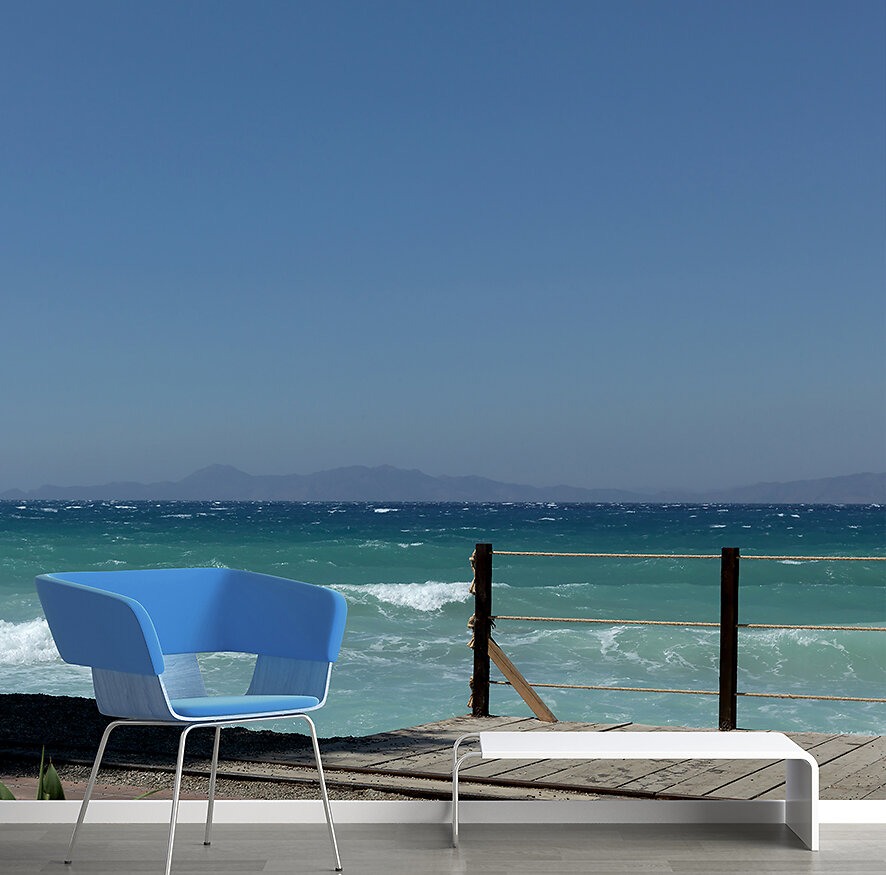 Papier peint 250x270cm, Promenade sur la plage, Bord de mer, Vagues ...