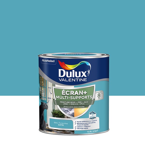 Peinture Ext M/Sup Ecran+ Dulux Valentine Satin - Bleu Turquoise 0,5 L ...