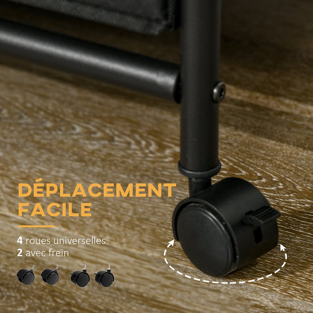 Penderie portant à vêtements style industriel sur roulettes 6 tiroirs ...