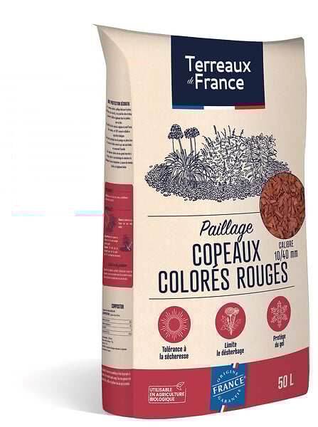 Copeaux colorés rouges 50L TERREAUX DE France | Bricomarché