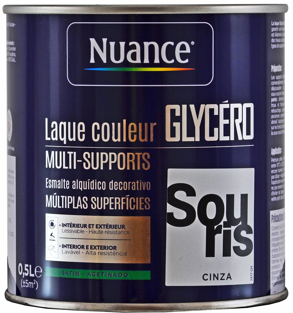 Laque Glycero - Souris - Satin - Multi-support - 0,5L | Bricorama
