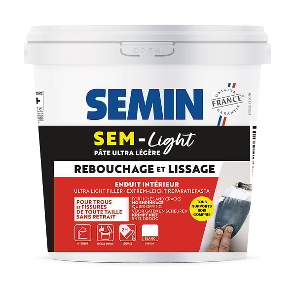 Enduit de rebouchage et lissage Sem Light en Pâte 1 litre SEMIN | Bricomarché