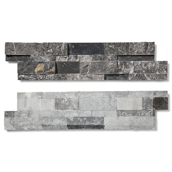 Plaquette de parement Premium pierre naturelle Marbre Gris/Noir Brut/Adouci intérieur ...