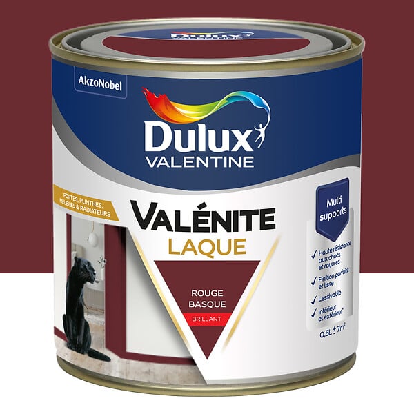 Laque Acrylique Valénite Brillant-Rouge Basque-0.5L DULUX VALENTINE ...