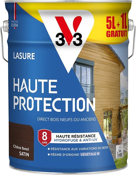 Lasure haute protection 8 ans - Satin - Chêne foncé - 6L V33 BOIS | Bricomarché