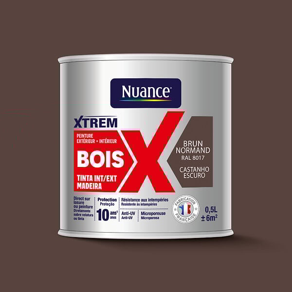 Peinture XTREM bois satin brun Normand RAL 8017 2.5L NUANCE | Bricomarché