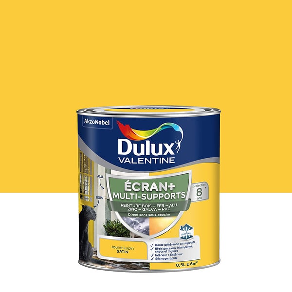 Peinture Ext M/Sup Ecran+ Dulux Valentine Satin - Jaune Lupin 0,5 L ...