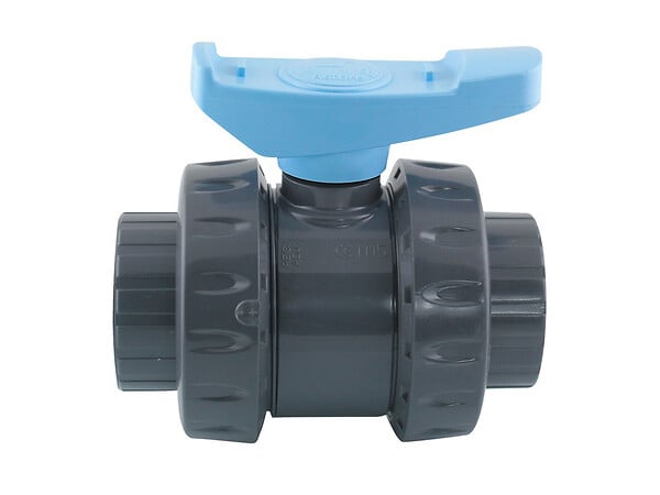 Vanne double union poignée bleue PVC pression Astore Ø 63 mm - Fitt ...