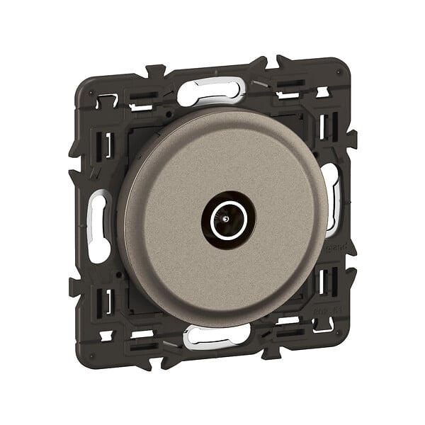 Prise TV simple mâle Céliane - enjoliveur Titanium et support | Bricorama