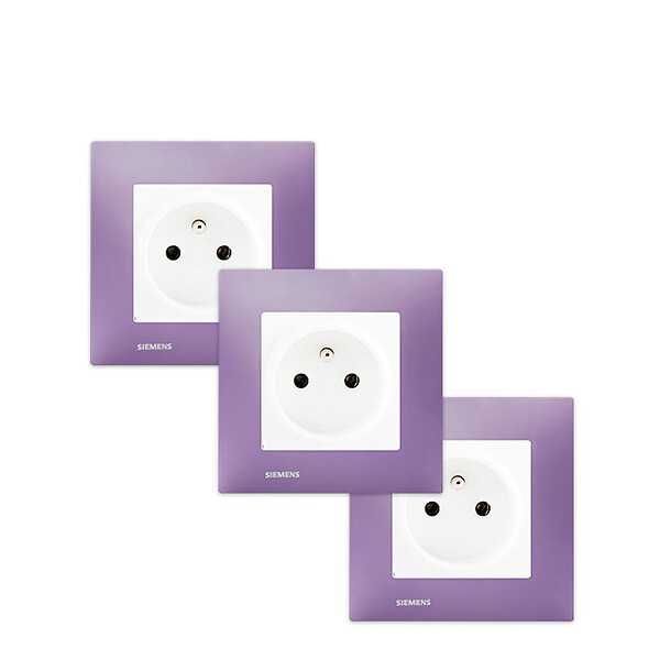 LOT 3 Prise 2P+T Blanc Delta Viva + Plaque Violet SIEMENS | Bricomarché