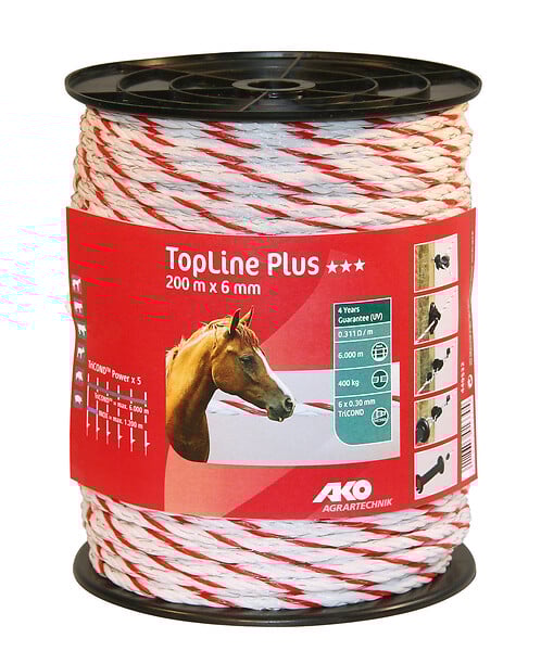 Cordelette TopLine Plus blanc/rouge, 200m, 6mm KERBL | Bricomarché
