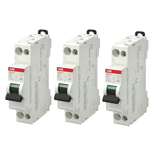 ABB-Lot de 3 disjoncteurs Ph+N raccordement Vis 10A-4,5Ka - Courbe C | Bricomarché