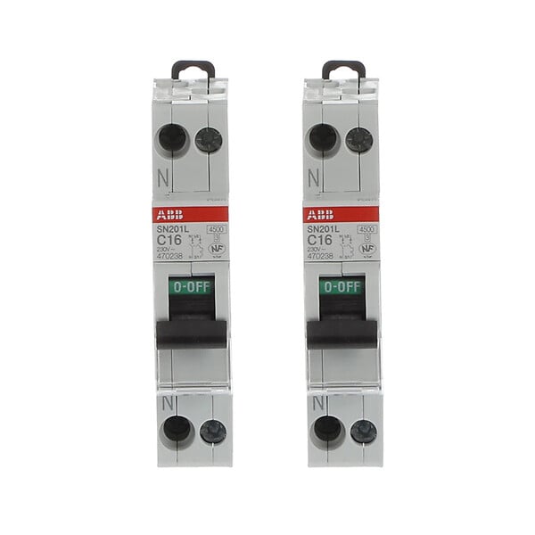 ABB-Lot de 2 disjoncteurs Ph+N raccordement Vis 16A-4,5Ka - Courbe C | Bricomarché