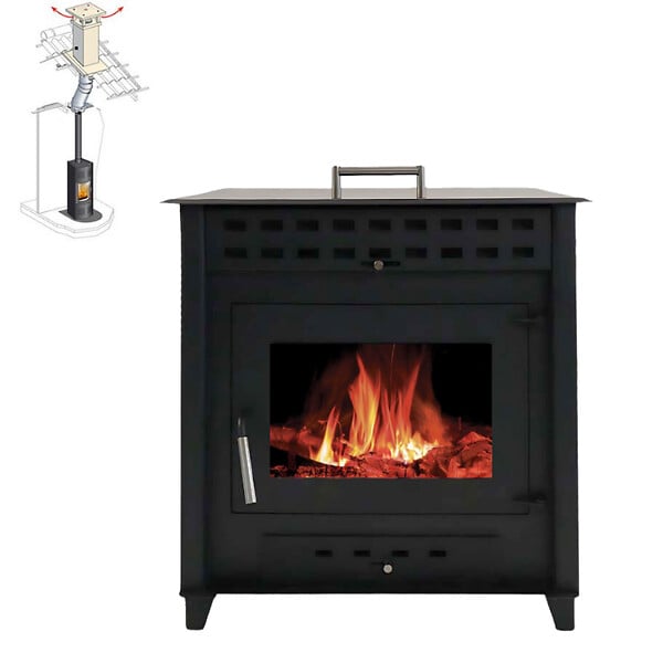 Pack Poêle à bois NOA 9 bûches 50cm + Kit Conduit 150 - Noir INTERSTOVES | Bricorama
