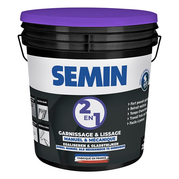 Enduit Airless 2en1 garnissage et lissage - 25kg SEMIN | Brico Cash