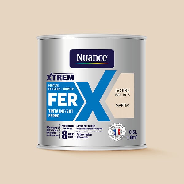 Peinture fer ivoire ral1013 SAT 0.5L NUANCE | Bricorama