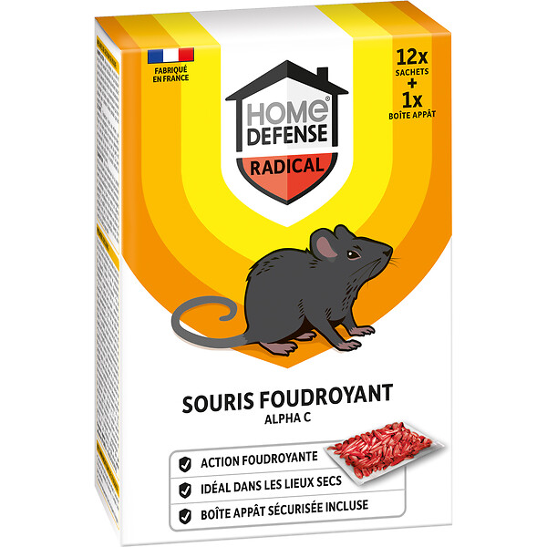 Souris foudroyant 10g + boite appat HOME DEF | Bricomarché