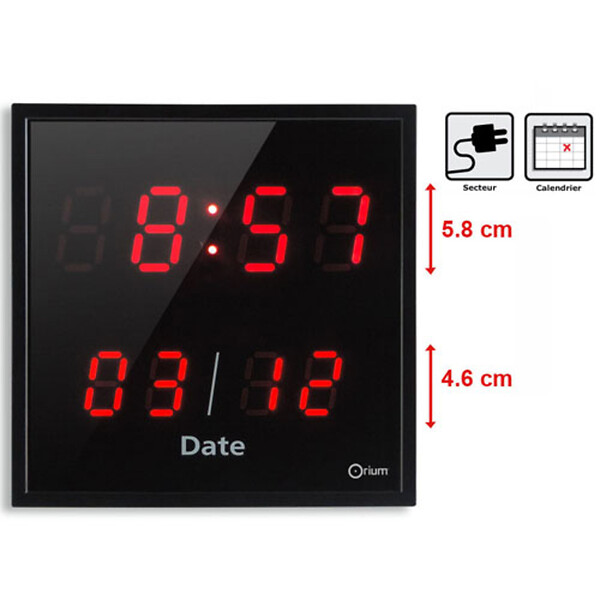 Horloge LED date - Rouge - Orium | Brico Cash
