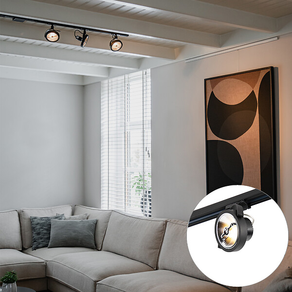 Système de rail à 3 spots noir monophasé - Go QAZQA | Bricomarché