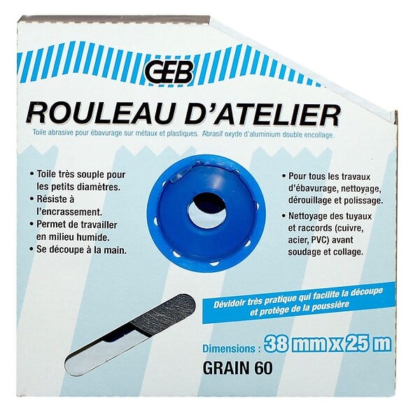 Rouleaux d'atelier - Rouleau 25 m x 38 mm grain de 120 GEB | Bricomarché