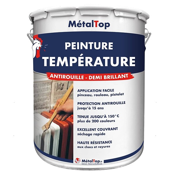 Peinture Temperature - Rouge basque - RAL 3004 - Pot 1L METALTOP ...