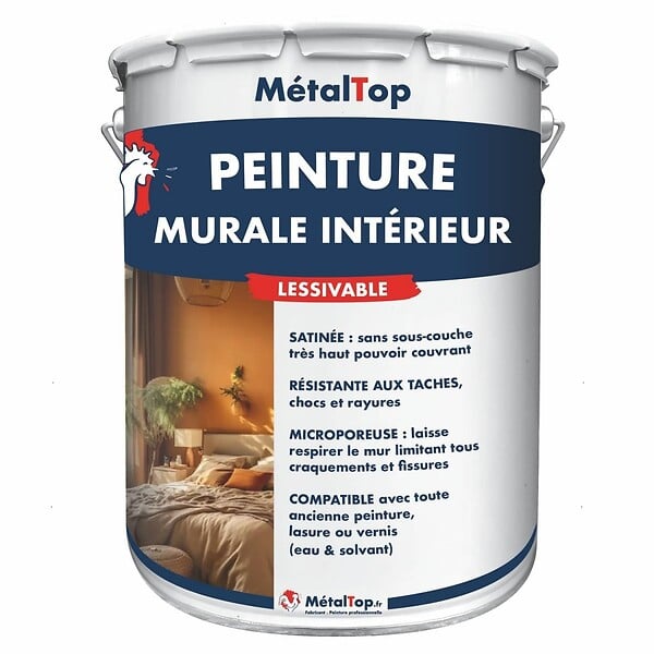 Peinture Murale Interieur - Rouge signalisation - RAL 3020 - Pot 15L ...
