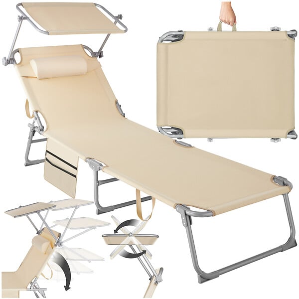 Bain de soleil pliable beige TECTAKE | Bricomarché