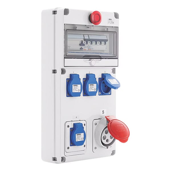 GEWISS-Coffret de chantier triphasé IP44 avec différentiel 3MA, 4 prises 230V 16A, 1 prise 400V ...