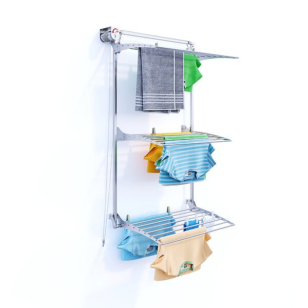 Étendoir mural 3 grilles pour intérieur et extérieur – gris – 88x52x137 ...