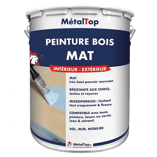 Peinture Bois Mat - Noir de sécurité - RAL 9004 - Pot 15L METALTOP ...