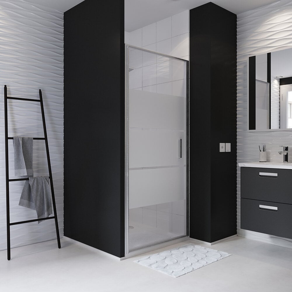 Porte de douche pivotante en verre trempé dépoli - l80xH190cm 6mm ...