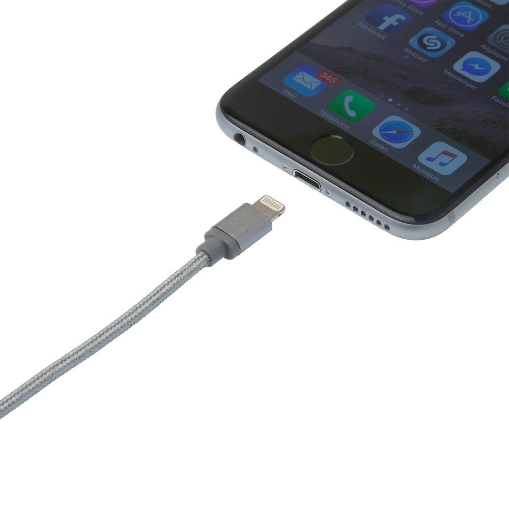 Câble lightning mfi nylon gris sidéral 2m | Bricomarché