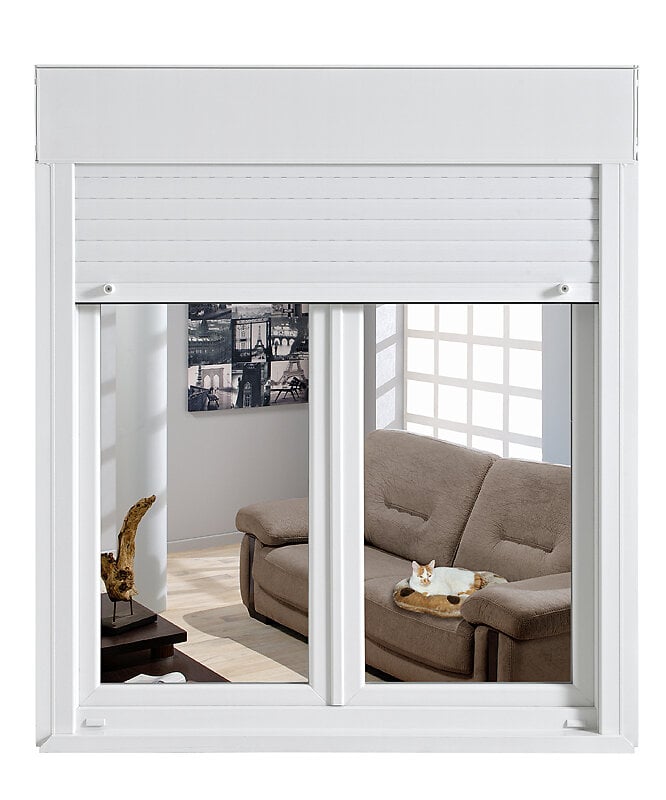 Menuiserie PVC NeoClassic avec volet roulant Mono - Blanc - 215x120cm ...