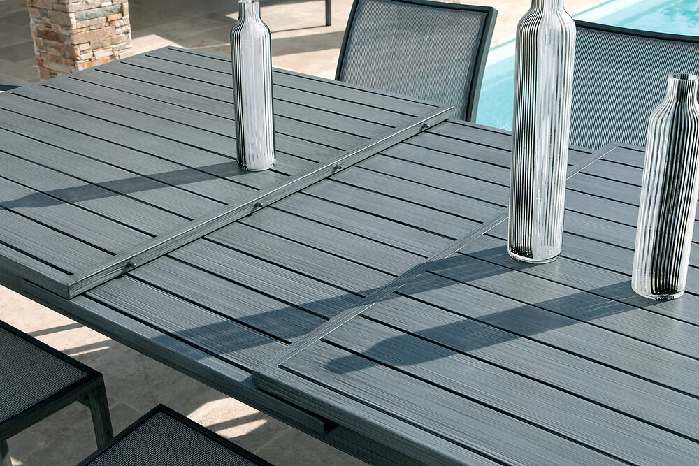 Table d'extérieur Santorin extensible - Teck grisé - 180-240x100x76cm ...
