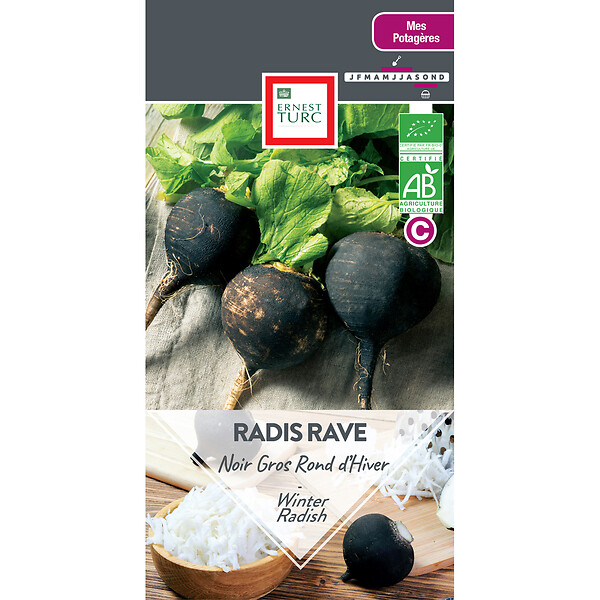 Radis rave noir gros rond d'hiver bio ETS | Bricomarché