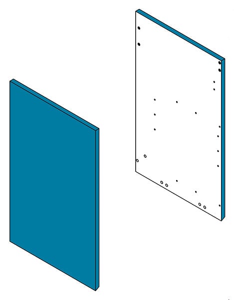 Set de 2 côtes en MDF - Bleu - l33,2xH70cm | Brico Cash