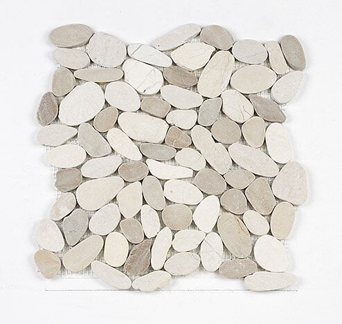 Feuille de galets rectifiés mix blanc/beige | Bricomarché