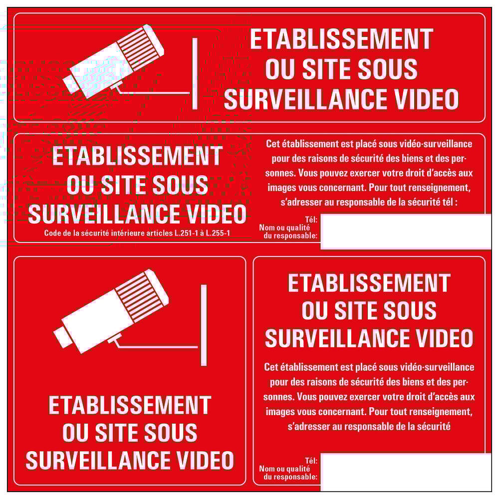 Picto vinyle 15x15cm 4x Site sous surveillance vidéo | Bricorama